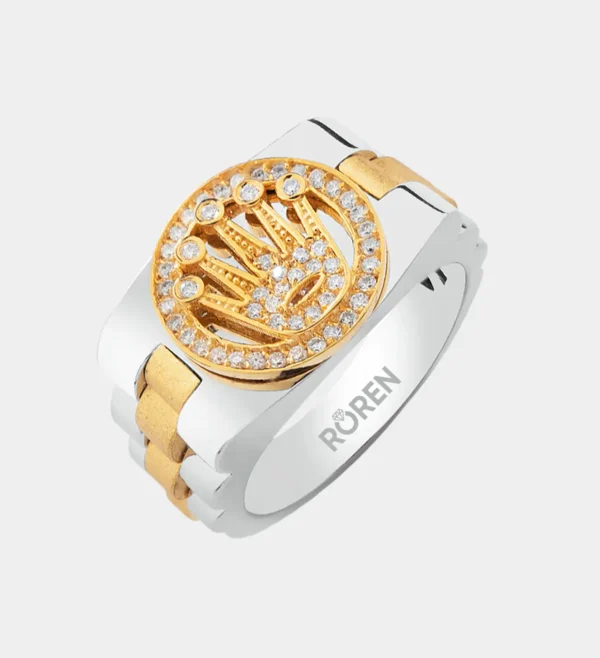 ROREN Crown Ring – D Color Moissanite 10K Gold & 930 Palladium Silver ...